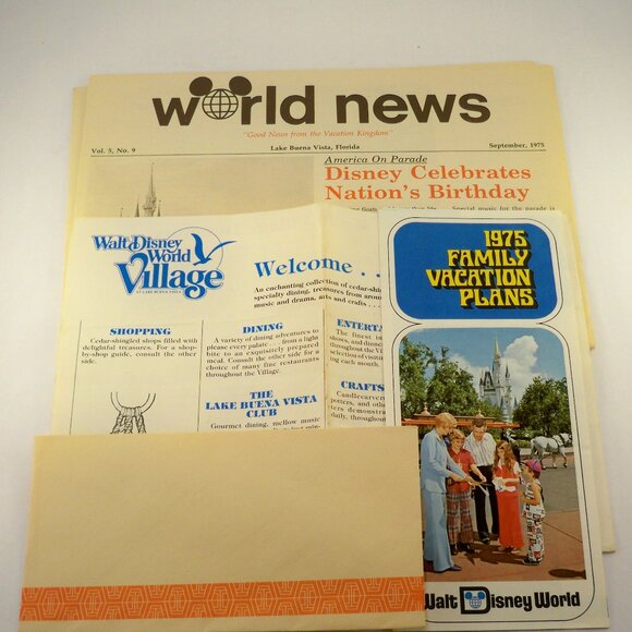 Disney | Design | Disney World Guide Newspapers Epcot 75 Village 79 ...